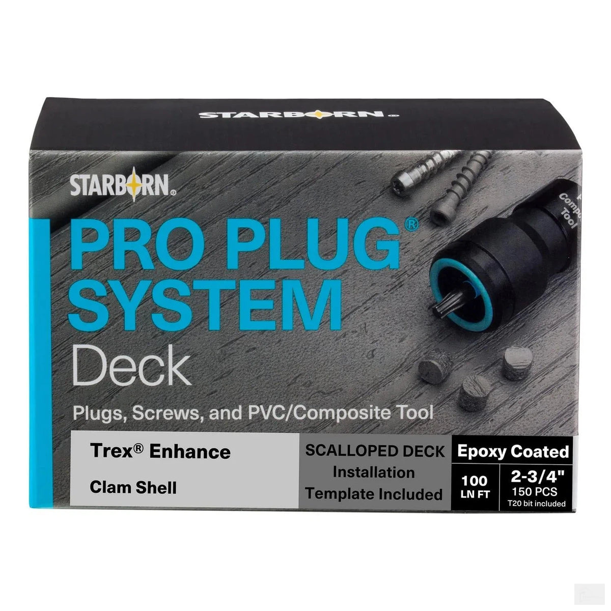 StarBorn Pro Plug 150pc Kit 2-3/4" Scalloped Deck Screws Clam Shell SP ...