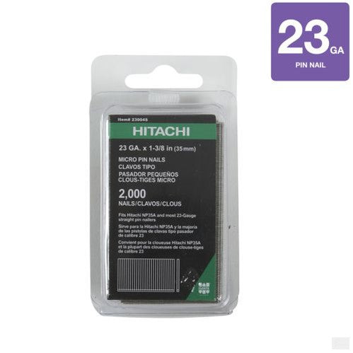 Hitachi 23GA x 1 3/8in Micro Headless Pin Nails 2000pc 23004S — Adam ...
