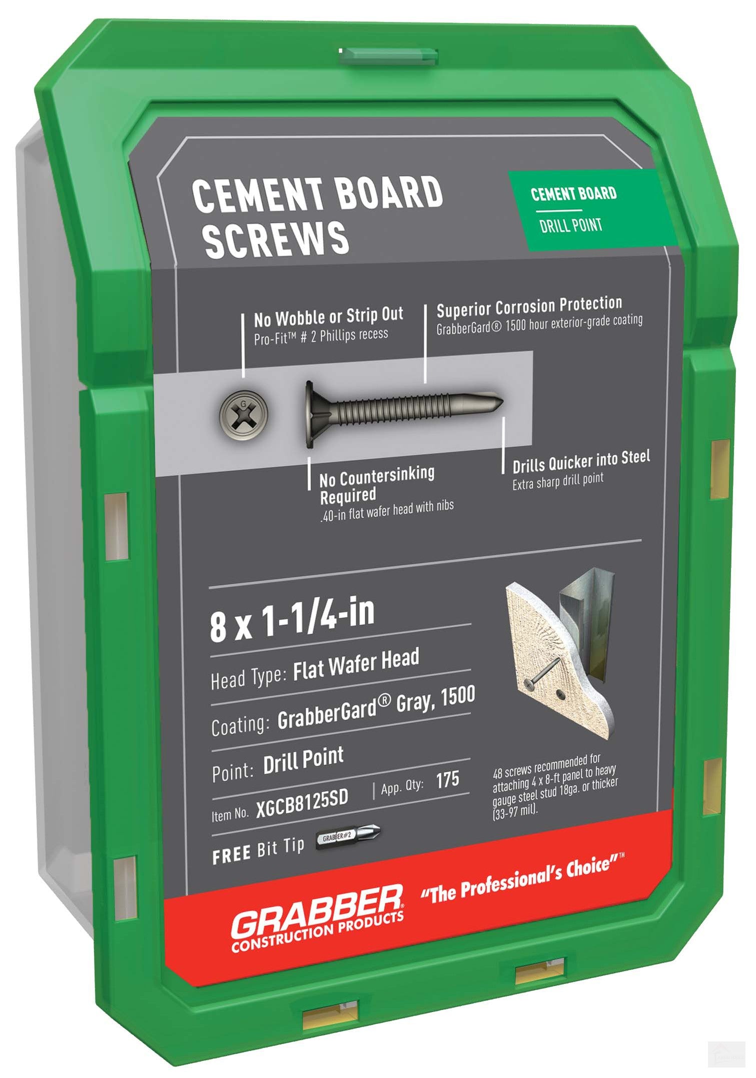 GRABBER Cement Board Screws 8 x 1-1/4-in 1lb [XGCB8125SD] — Adam Tools INC.