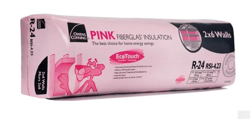 OC EcoTouch Pink Fiberglass Insulation R-24 14.75" x 47" x 5.5"; 33.7 ...