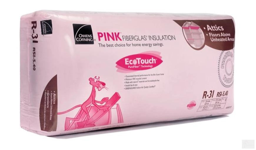 EcoTouch Pink Fiberglass Insulation R-31 24" x 48" x 9.5"; 64 sq.ft ...