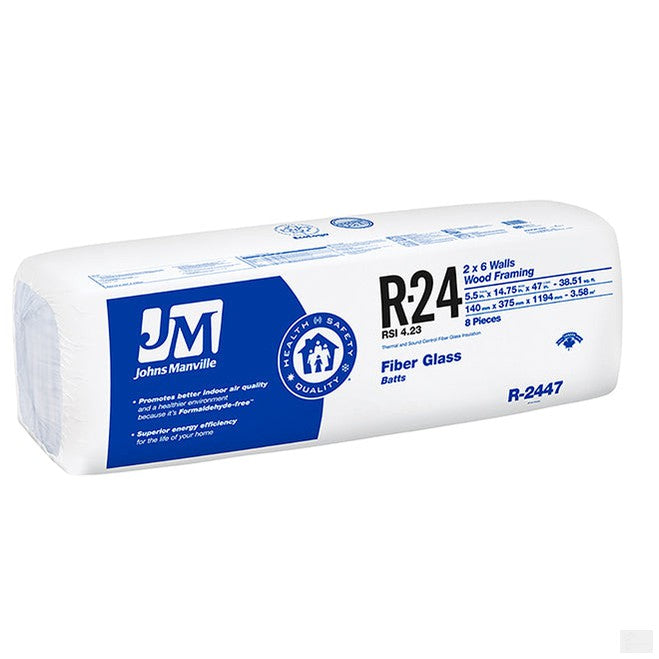 Johns Manville Fiberglass Insulation R-24 23" x 47" x 5.5"; 51.98 sq.f ...