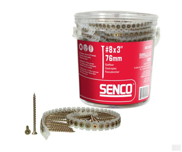 SENCO Flat-Head Wood Screws - Strip - #8 x 3" - 800/Box [08F300Y ...
